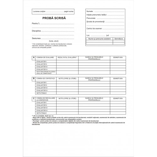 Tipizate/Formulare examene